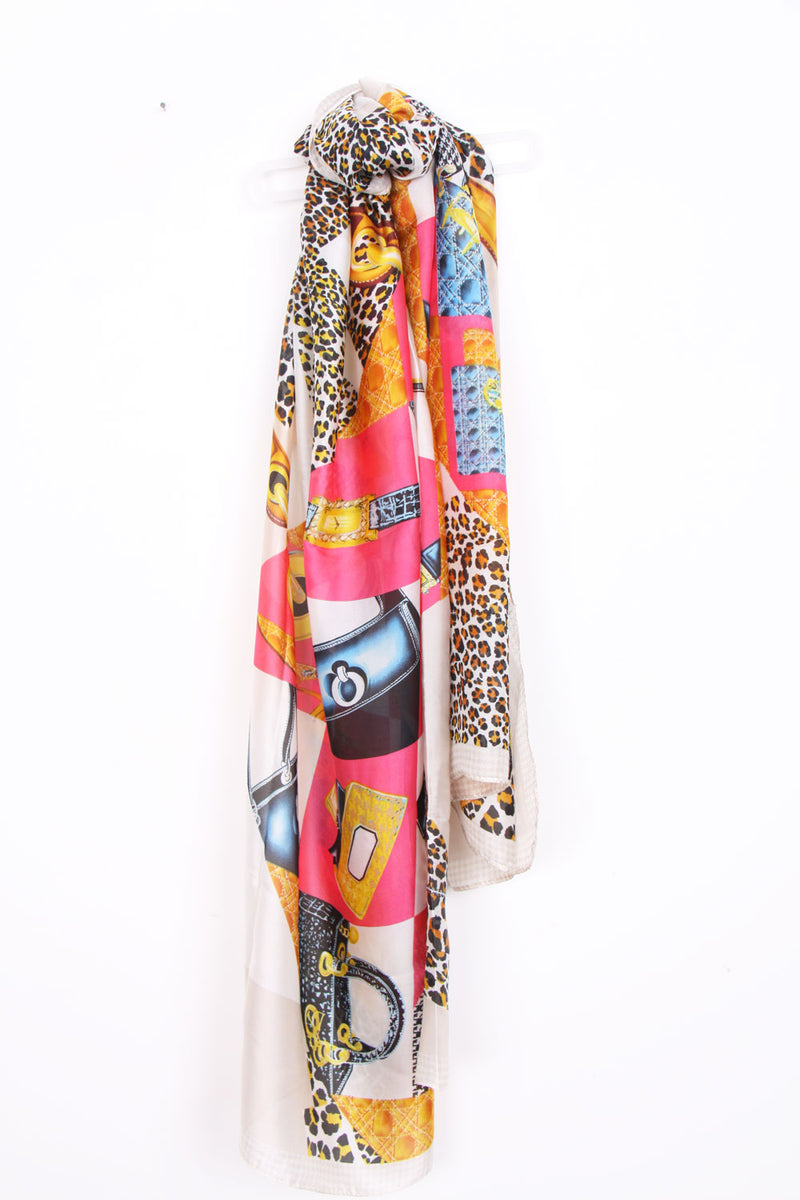 Large Silky Designer Leopard Chain Print Scarf – Urban Mist UK
